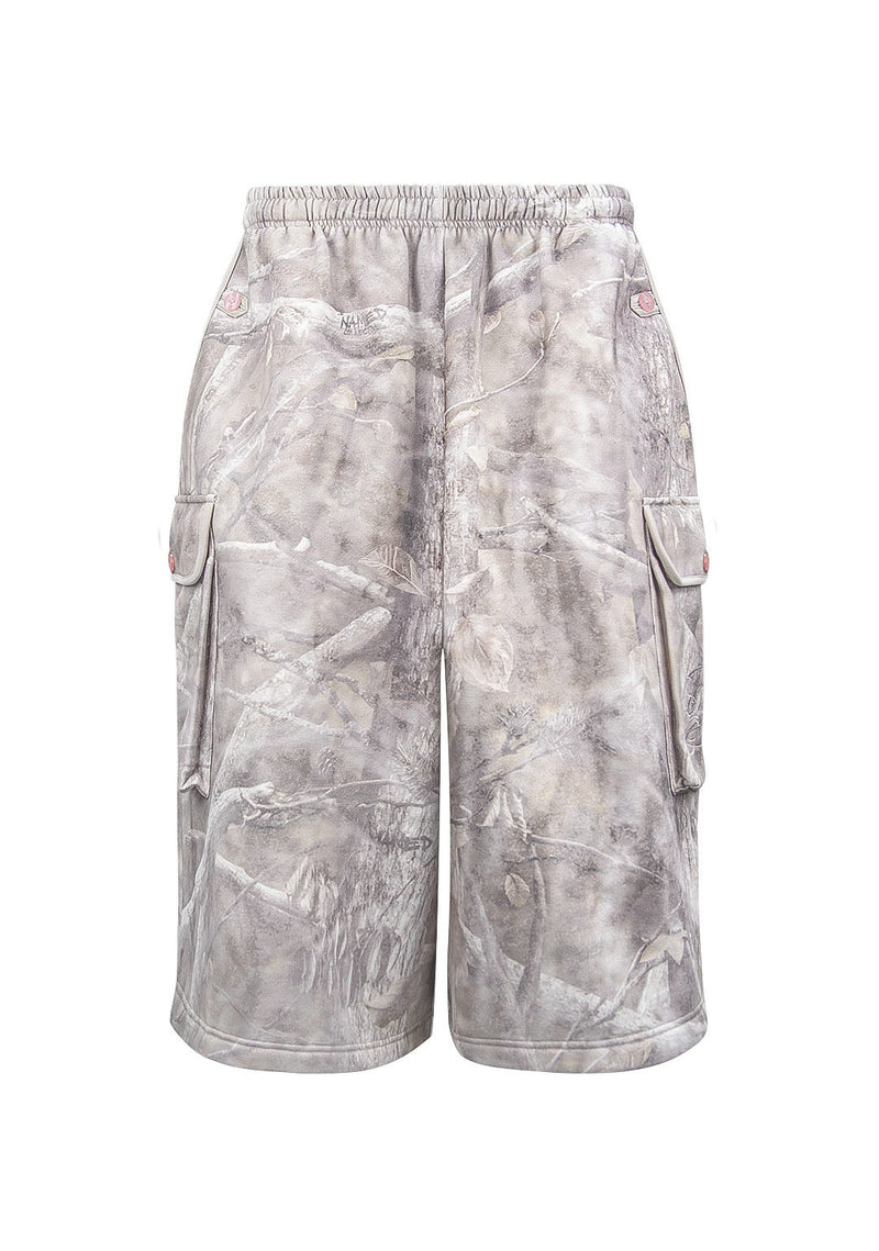 COMMAND OVERSIZED CARGO SWEATSHORTS WASHED TREE CAMO